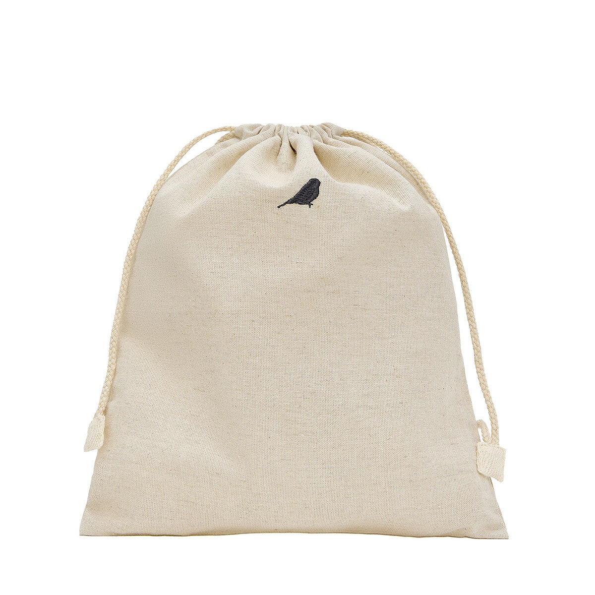 Льняной мешочек для хранения Берегите птиц, бежевый, вышивка Птица, M
