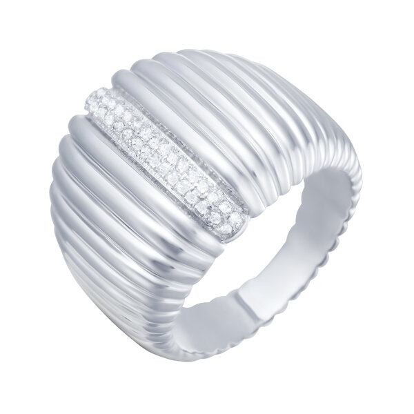 Перстень, серебро, 925 проба, родирование, циркон