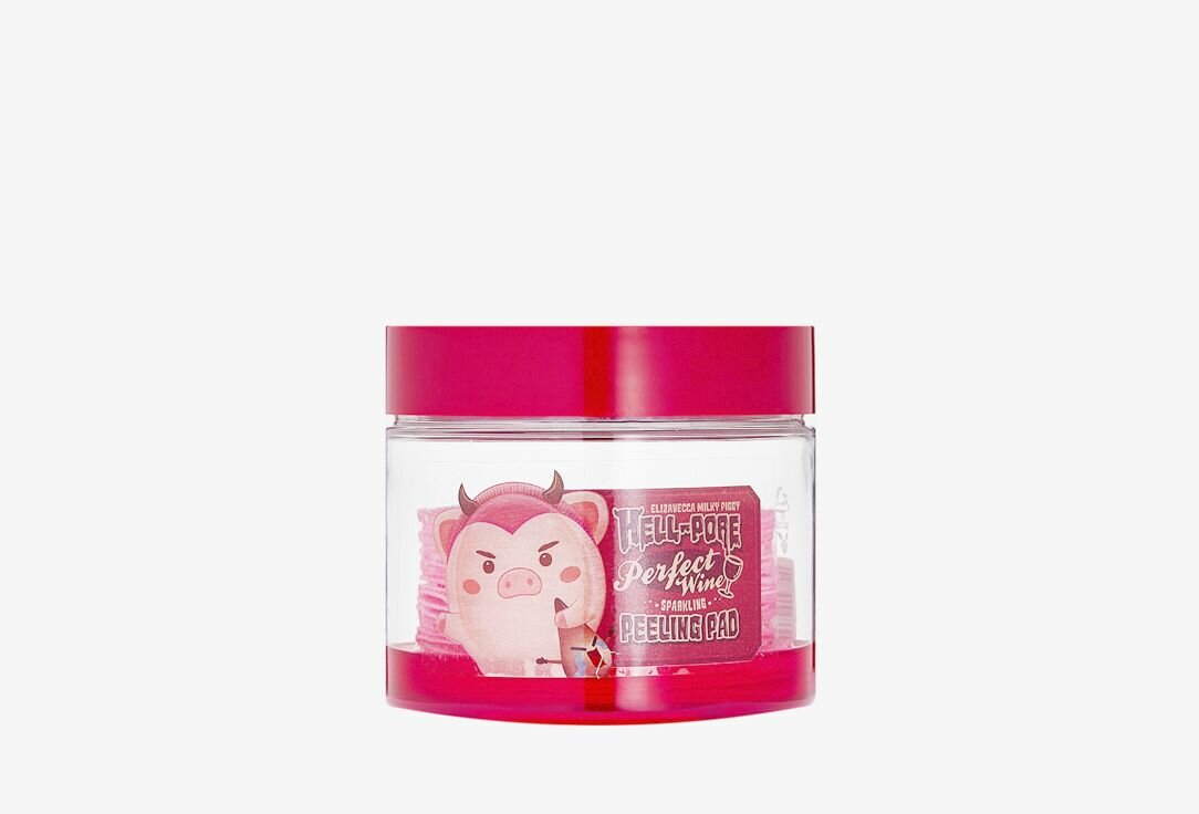 Очищающие и отшелушивающие диски для лица ELIZAVECCA MILKY PIGGY HELL-PORE Perfect Wine SPARKLING PEELING PAD