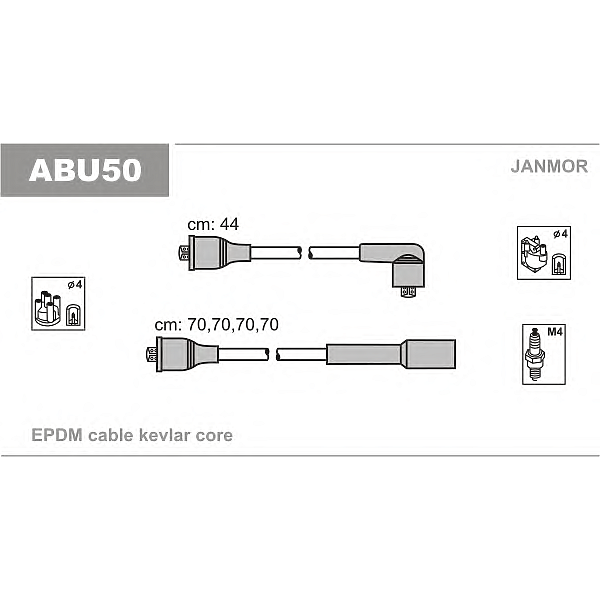 JANMOR ABU50 (06A905409M / 06B905431A / 06B905433A) к-кт проводов\ Audi (Ауди) a4 1.6 95, VW Passat (Пассат) 1.6 96