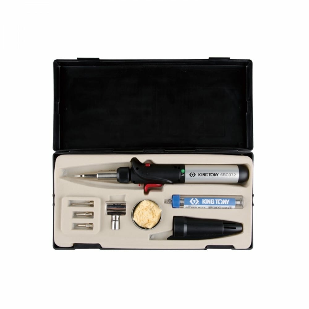 Горелка газовая паяльник KING TONY с комплектом сменных насадок 6BC3007