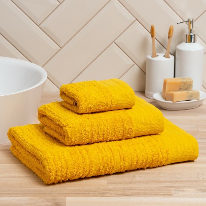 Полотенце LoveLife махровое "Идеал" 50х90 см, горчичный, 100% хлопок, 450 г/м2 (mustard 14-095)