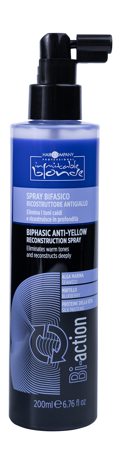 HAIR COMPANY Inimitable Blonde Спрей для волос анти-желтый для светлых оттенков блонд двухфазный, 200 мл
