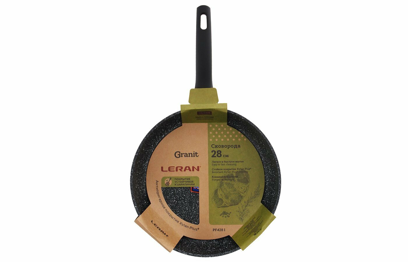 Сковорода LERAN GRANIT PF428 I с антипригарным покрытием, для всех типов плит, включая индукцию, кованый алюминий, 24 см