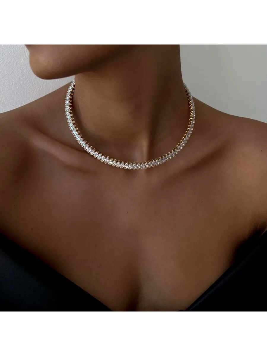 Колье, фианит, кристалл, циркон