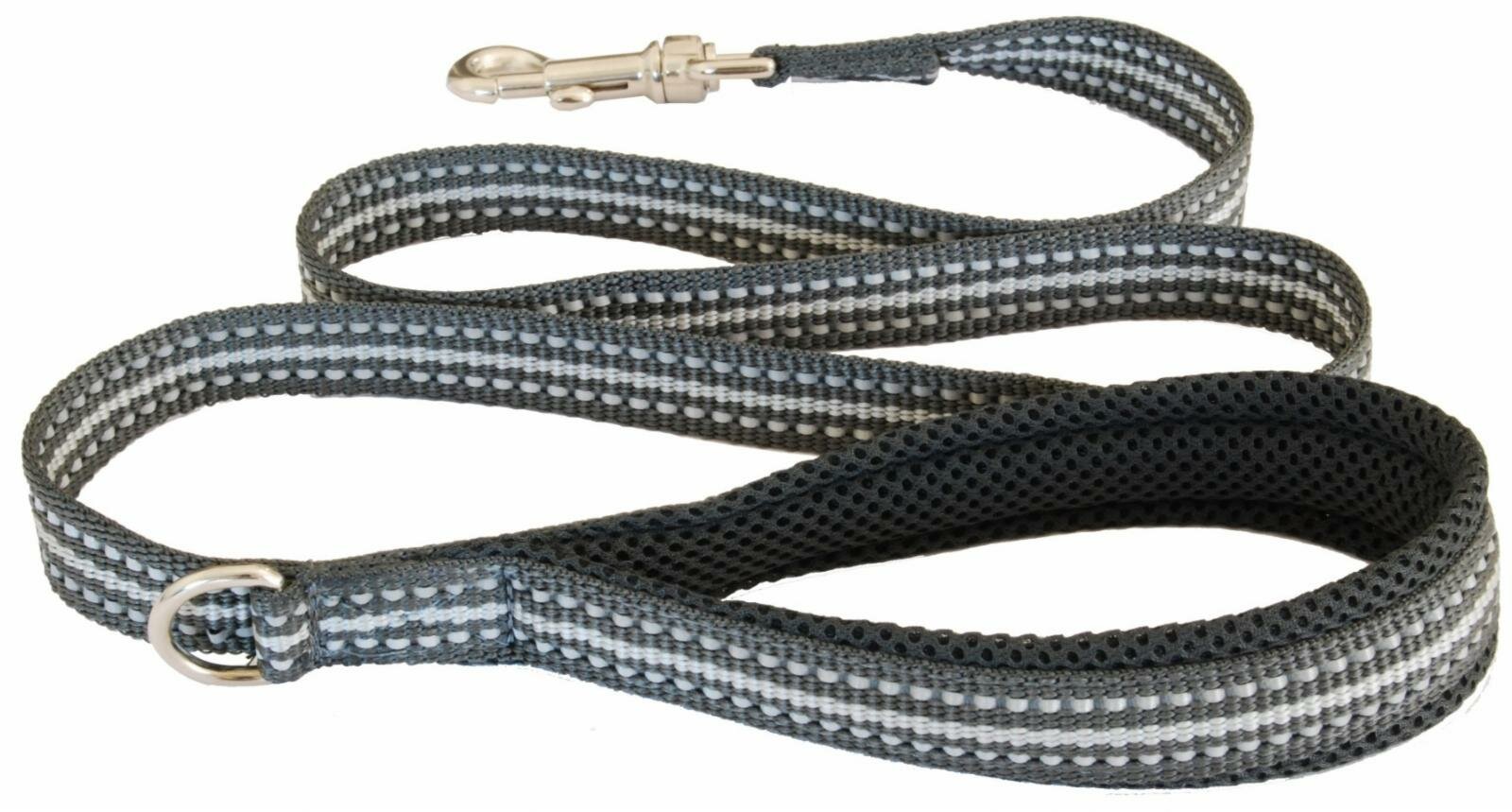 Мягкий светоотражающий поводок, черный/серый (Италия)