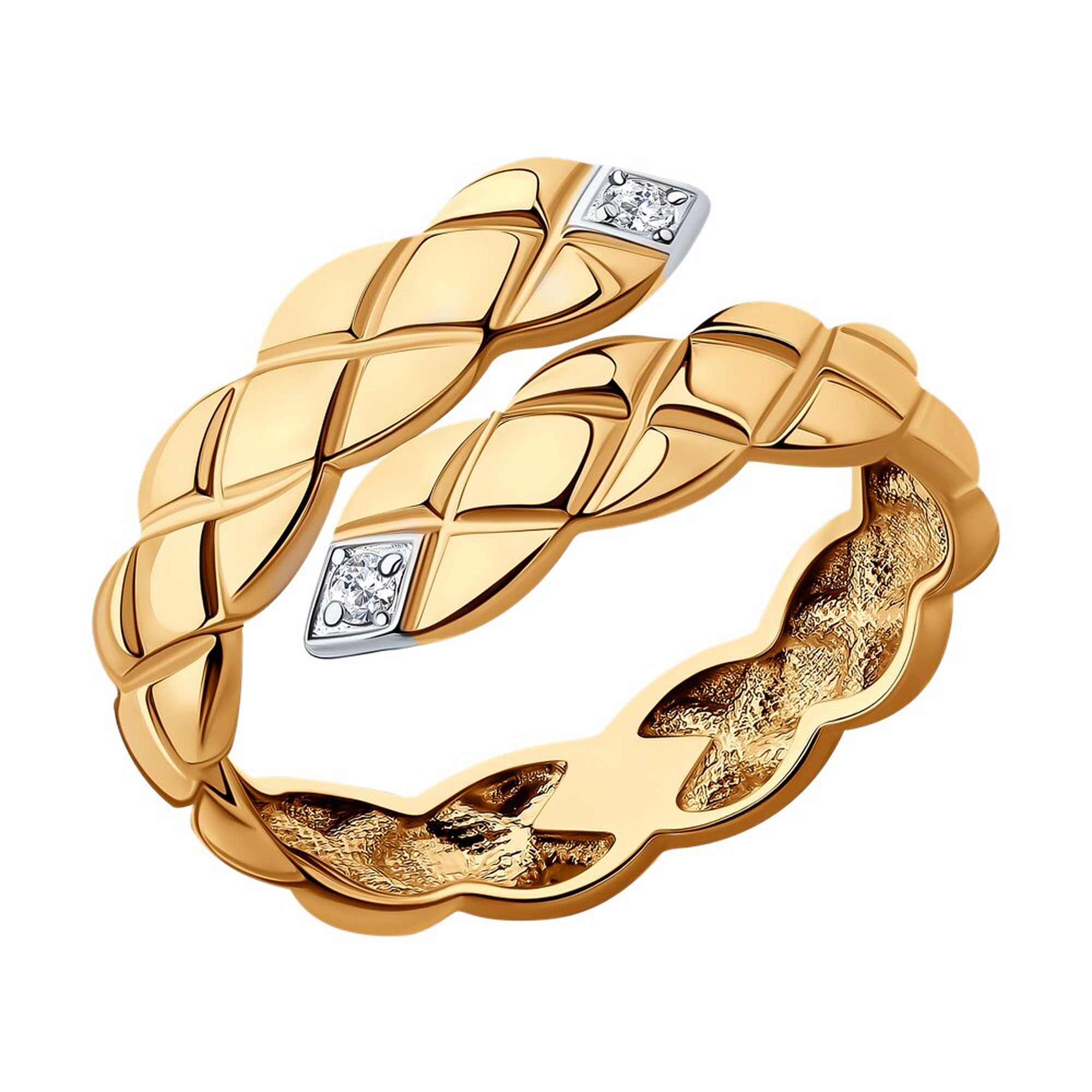 Кольцо Diamant online, красное золото, 585 проба, фианит