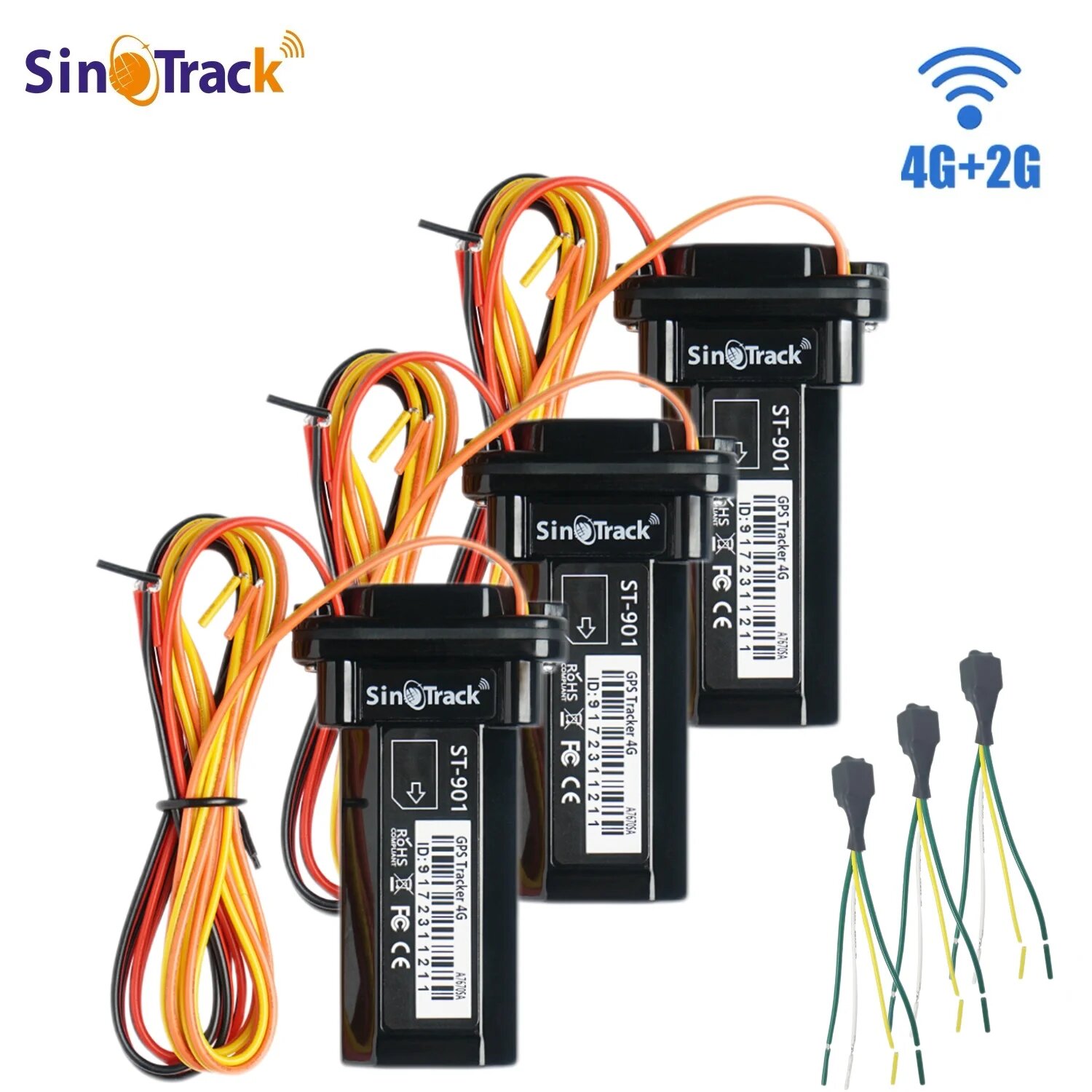 SinoTrack 3 шт. мини-4G трекер ST-901L водонепроницаемый встроенный аккумулятор GPS для внедорожника, грузовика, автобуса, автомобиля, защита от кражи с бесплатным приложением 3PCS With Relays
