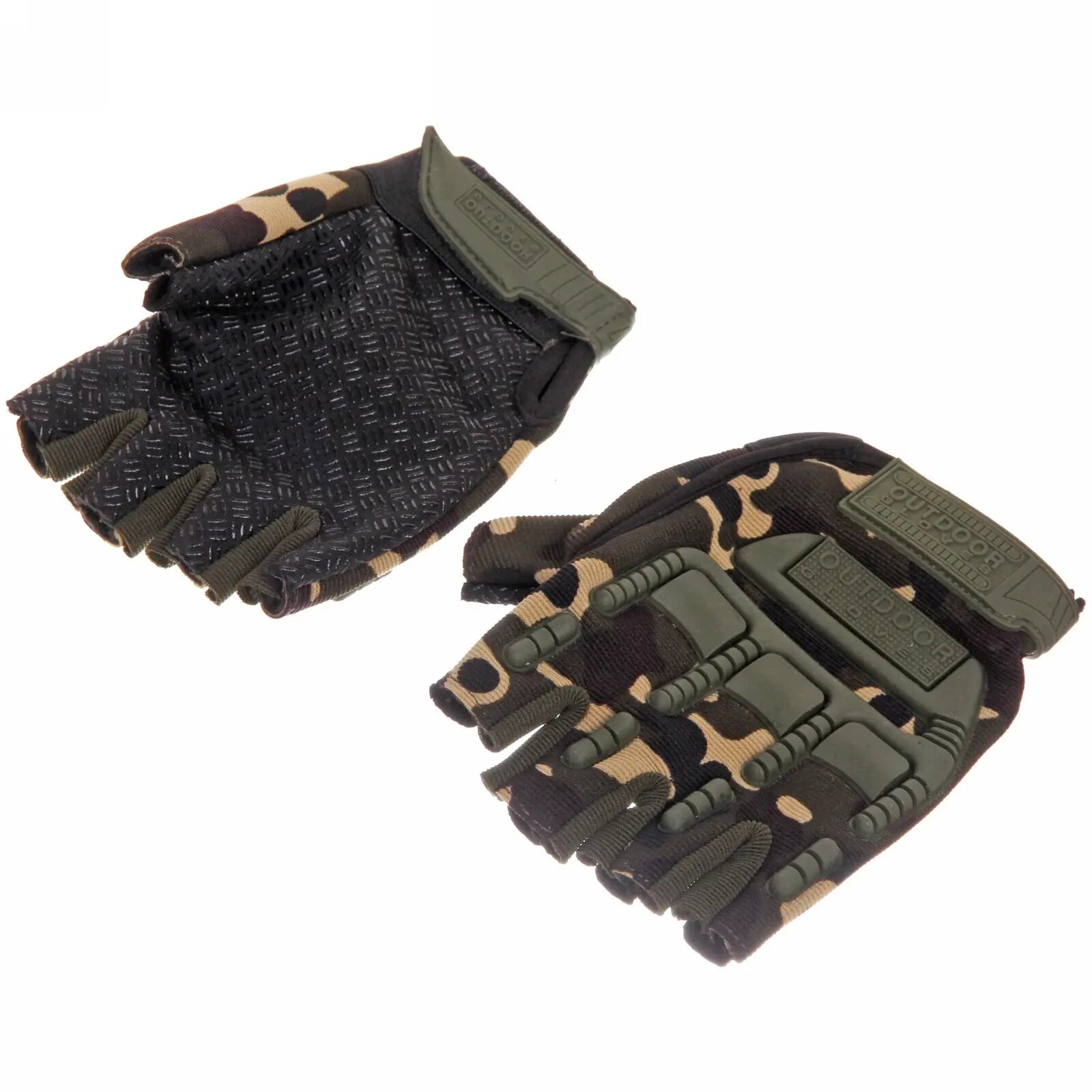 Перчатки туристические камуфляжные без пальцев, противоударные, для outdoor-активностей