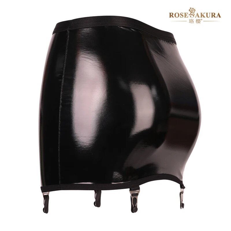 Подвязки для юбки из лакированной кожи black