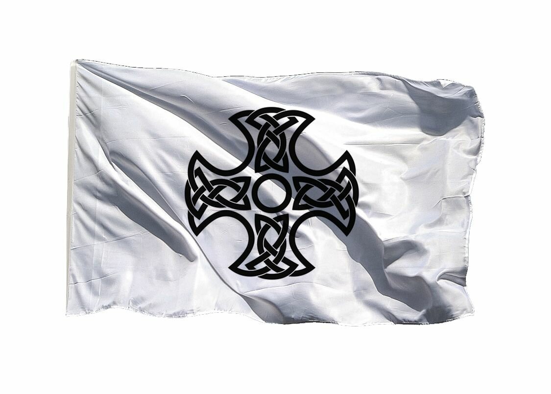 Флаг Кельнский крест на белом фоне 70х105 см на шёлке для ручного древка