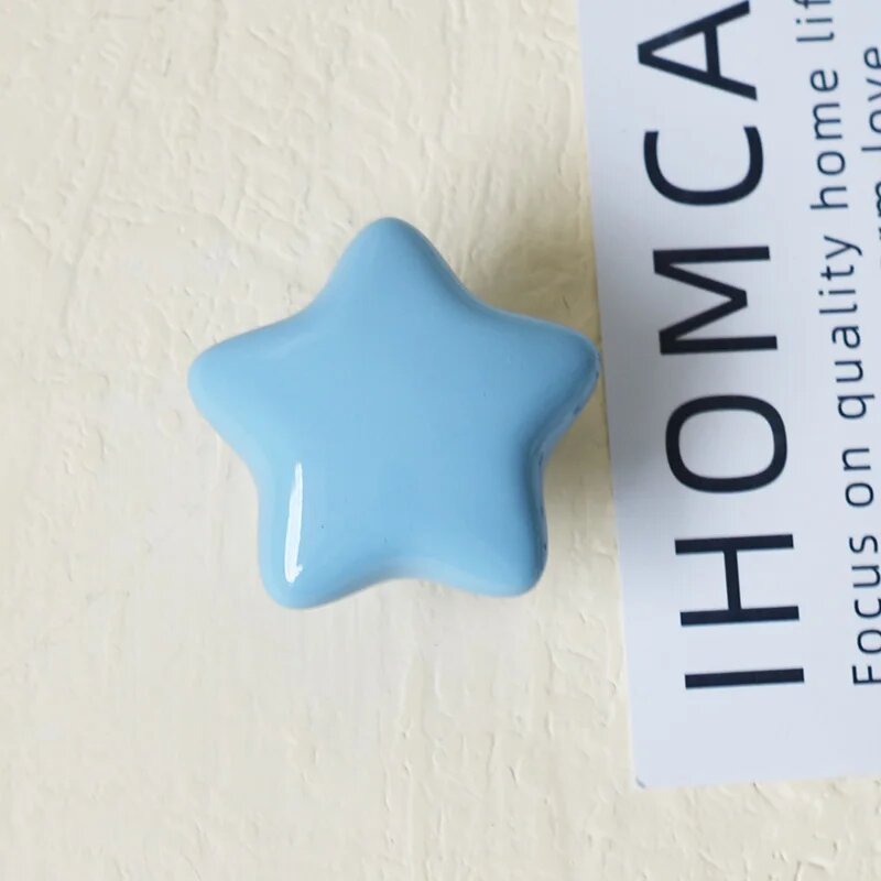 Ручки для ящиков IHOMCASA керамические облака Blue stars