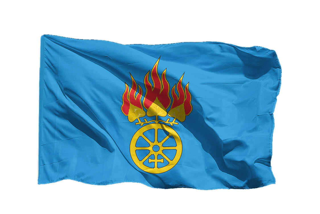 Флаг Дегтярска на флажной сетке, 70х105 см - для флагштока