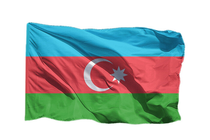 Флаг Азербайджана на шёлке, 70х105 см - для ручного древка