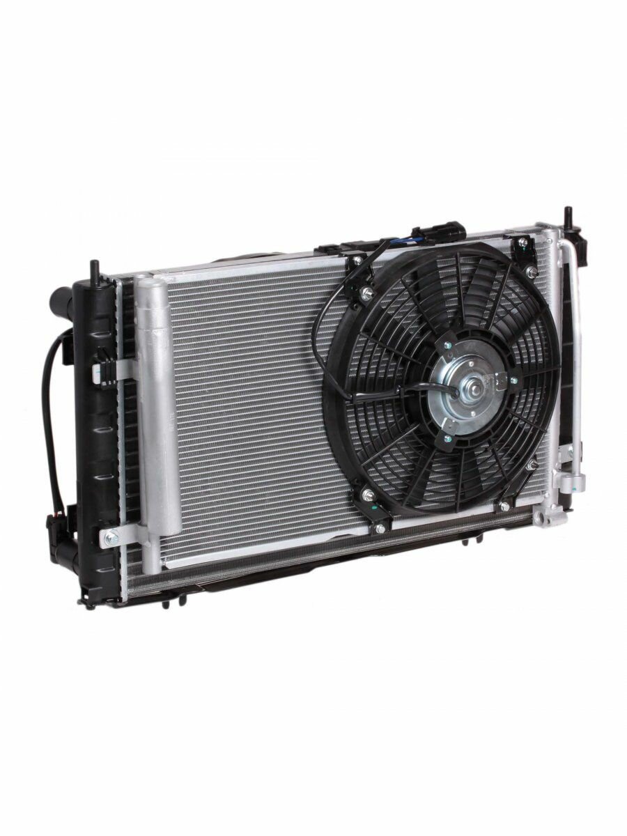 Блок охлаждения (радиатор+конденсор+вентиляторы) для а/м Лада 2170-72 Приора А/С (тип Panasonic) (LRK 0127, LUZAR LRK01272