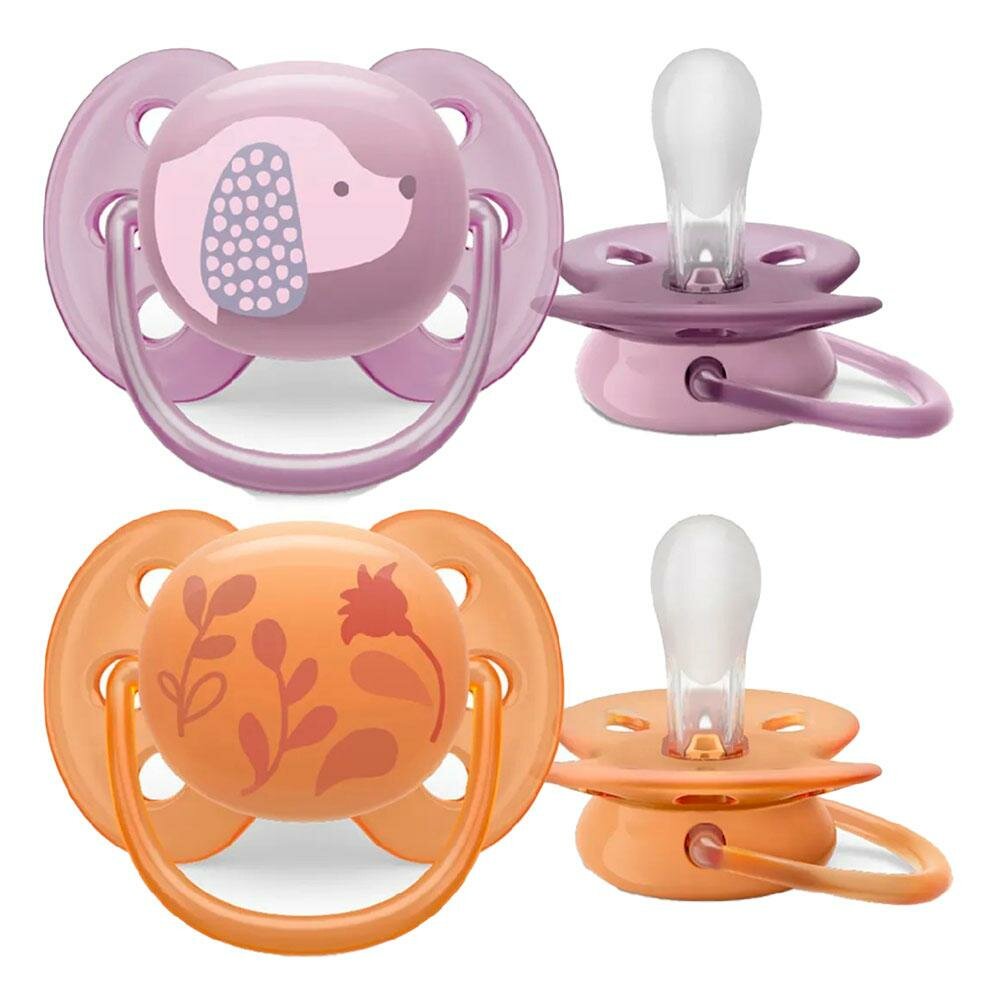 Соски-пустышки Philips Avent силиконовые, с футляром для хранения, 6-18 месяцев, 2 шт