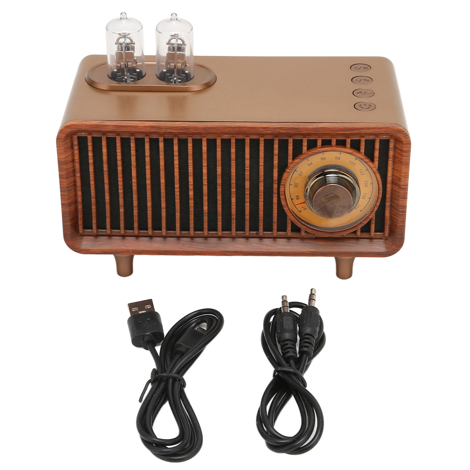 Ретро Bluetooth-колонка, стереокарта памяти, U-диск, AUX, винтажное радио со светодиодной подсветкой для ПК, ноутбука, цвет дерева