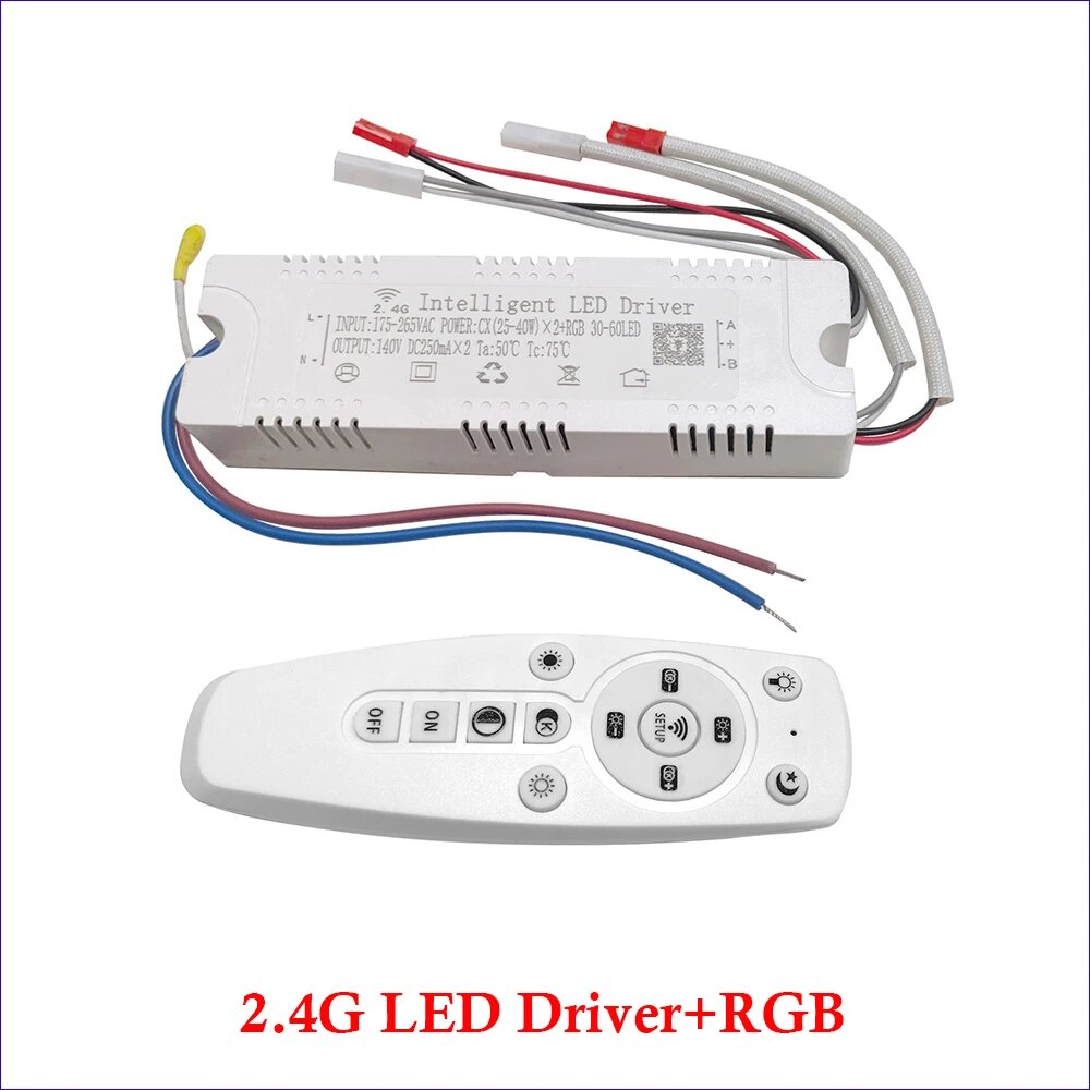 DALCAN Интеллектуальный светодиодный трансформатор 220В 40-60Вт X2 + RGB 37-60W-4-RGB