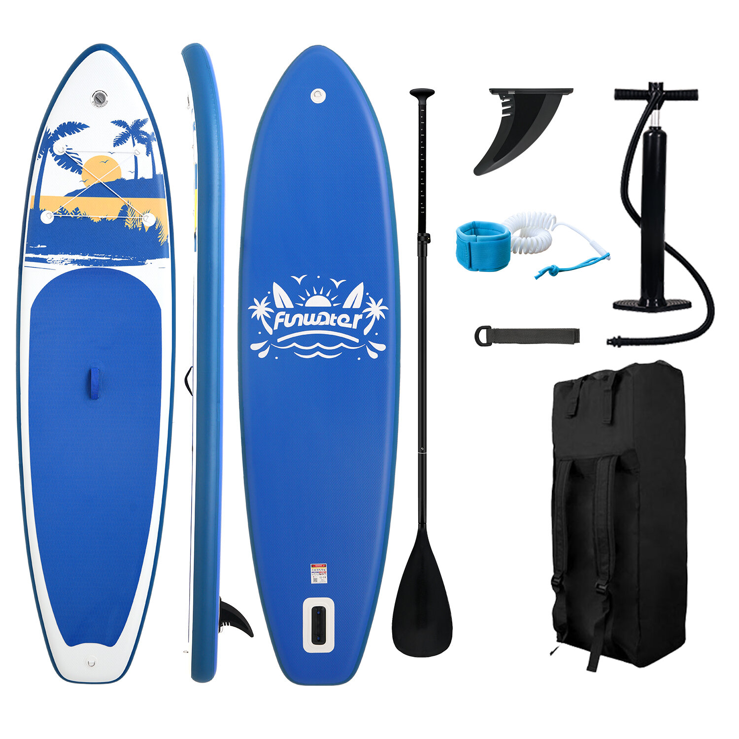 SUP-доска, темно-синяя, зеркальная, длина 335см, ширина 84см