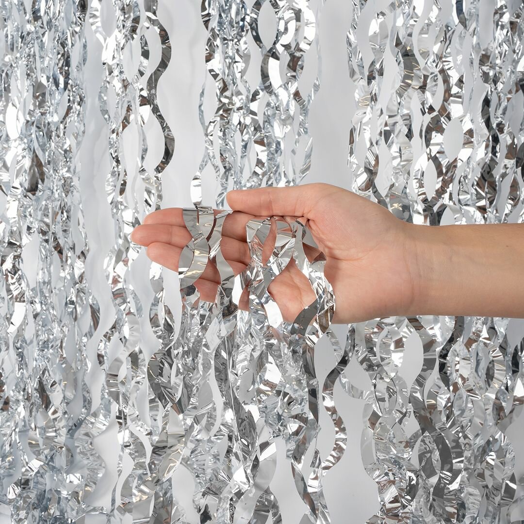 Дождик-занавес Волна веселья Волна серебро металлик 100х200 см