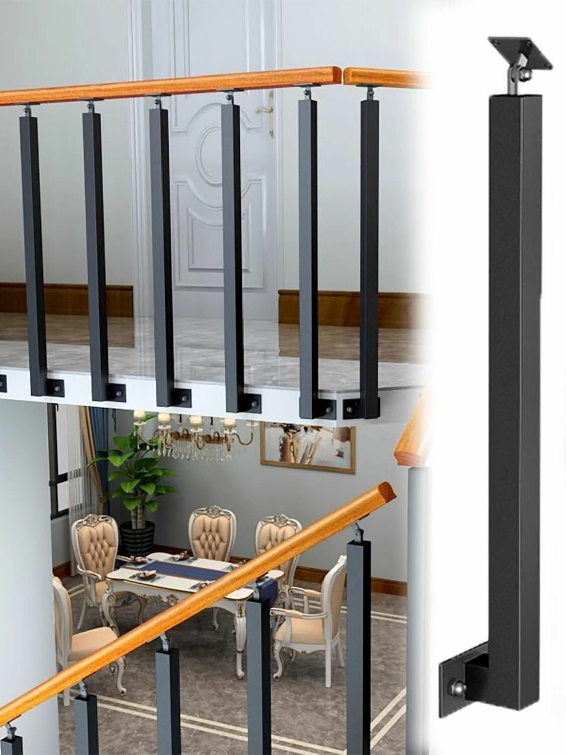 Железные балясины лестницы с боковым креплением