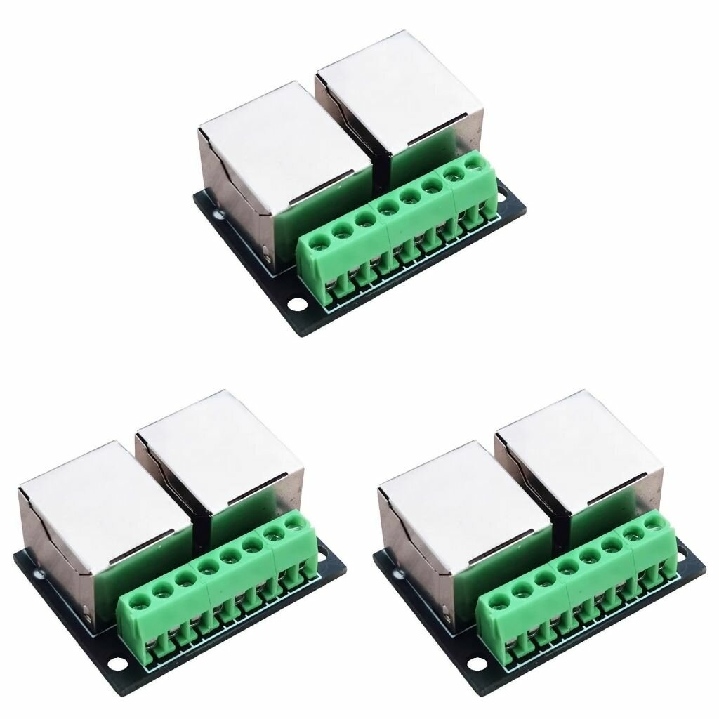 3 RJ45 Ethernet с двойной гнездовой базой и разделительной платой клеммной колодки 8P с шагом 3,5 дюйма