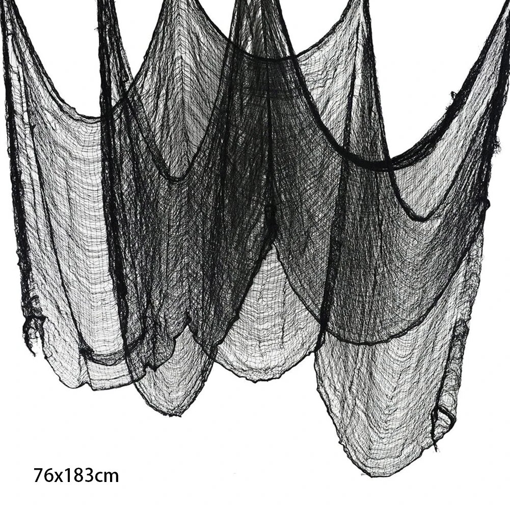 Черная марля искусственная паутина для Хэллоуина 180x76 см 2pcs, black