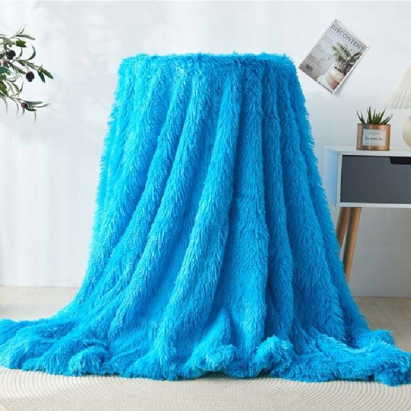 Плед искусственный мех коралловое флис толстый флис для круглогодичного комфорта небо голубой 160x200 см