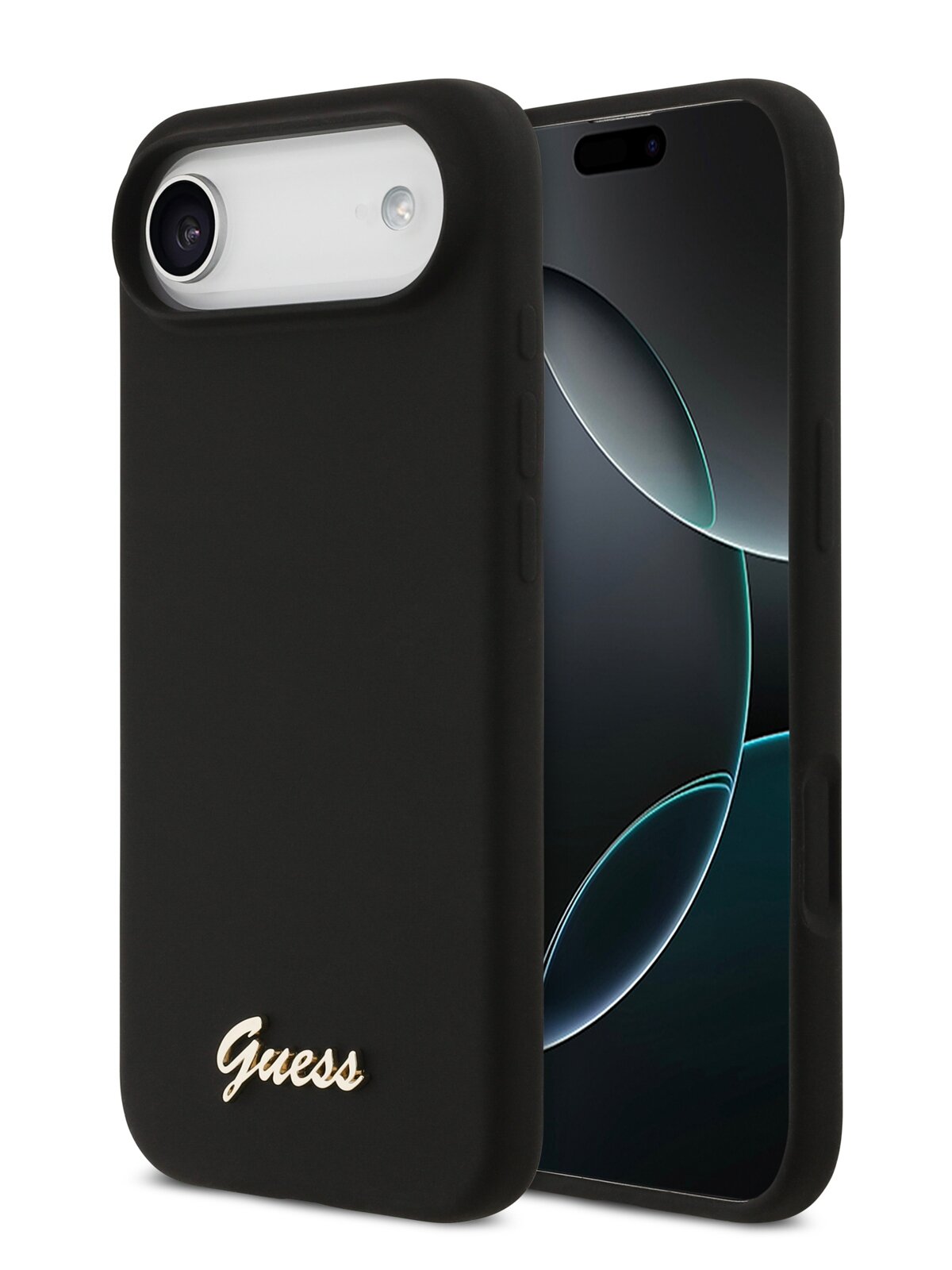 Guess силиконовый чехол с MagSafe для iPhone Air, Liquid silicone Gold metal logo, черный