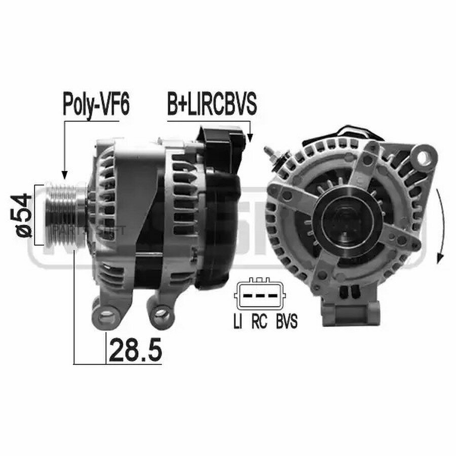 Генератор RANGE ROVER III/SPORT 4.2/4.4 06-13 150A от официального дистрибьютора, ERA, артикул 209291