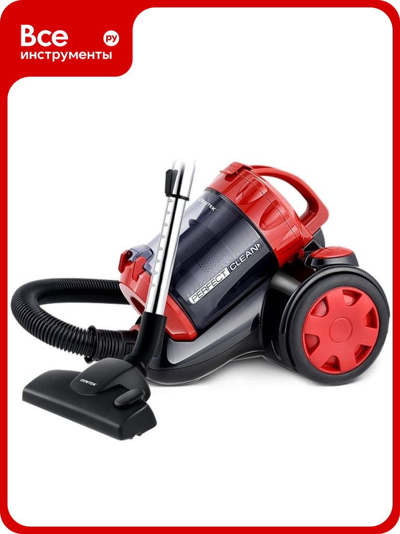 Пылесос Centek мультициклон 2000/350Вт стакан 1,5 л, телескоп металл. трубка CT-2528 Red