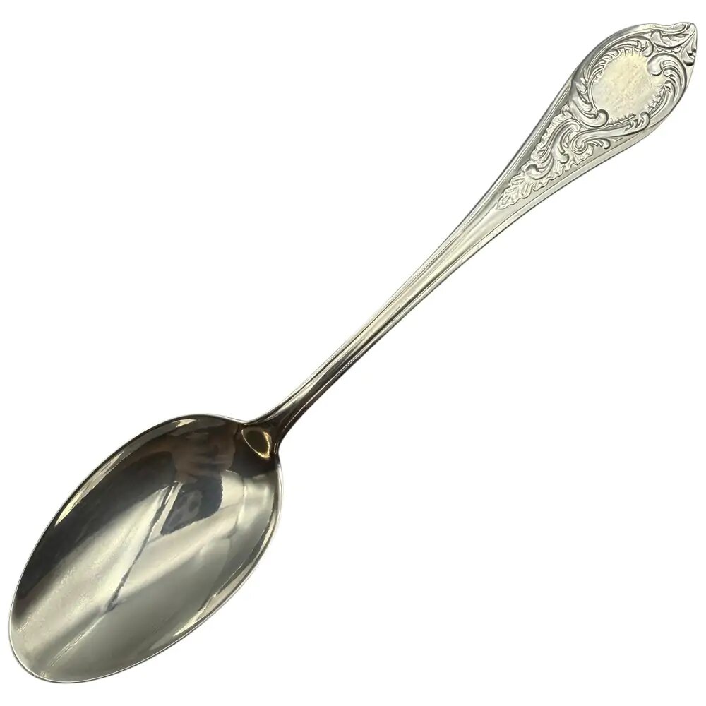 Ложка столовая "Фаберже", 20.5 см, серебро 0.875, 1965 г. З-д им. Дзержинского (ЗiД5), СССР