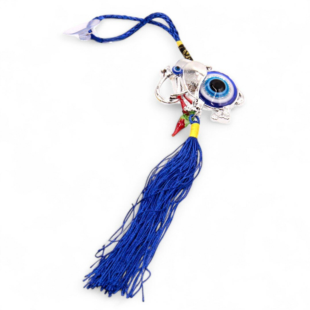 Подвеска на присоске Серебристый слоник с Глазиком и Перчики SEW32-12S - символ стабильности и карьерного роста (длина 25 см.)