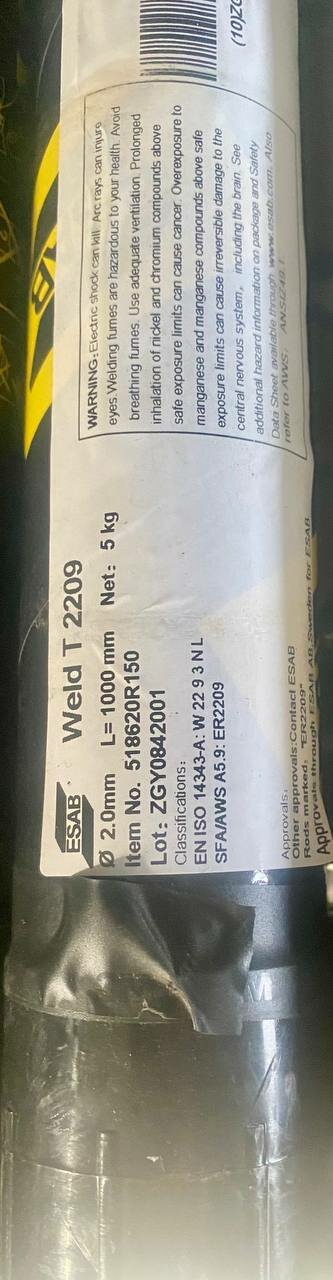 Прутки присадочные ESAB Weld T 2209 ф 2,0 мм х 1000 мм (5,0кг)