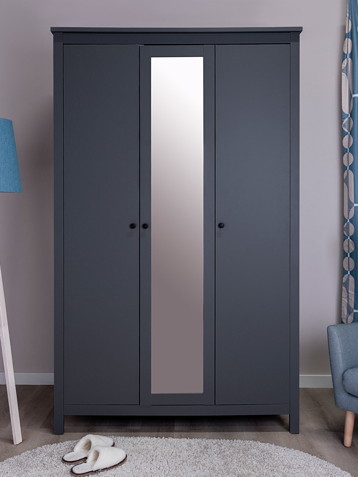 Шкаф распашной ГУД лакк Сага, 3 двери, 132х65х 216 см, серый