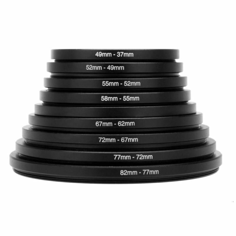 Набор из 9 переходных колец для фильтров объектива, металл, 37-82мм, - Инверсионное кольцо