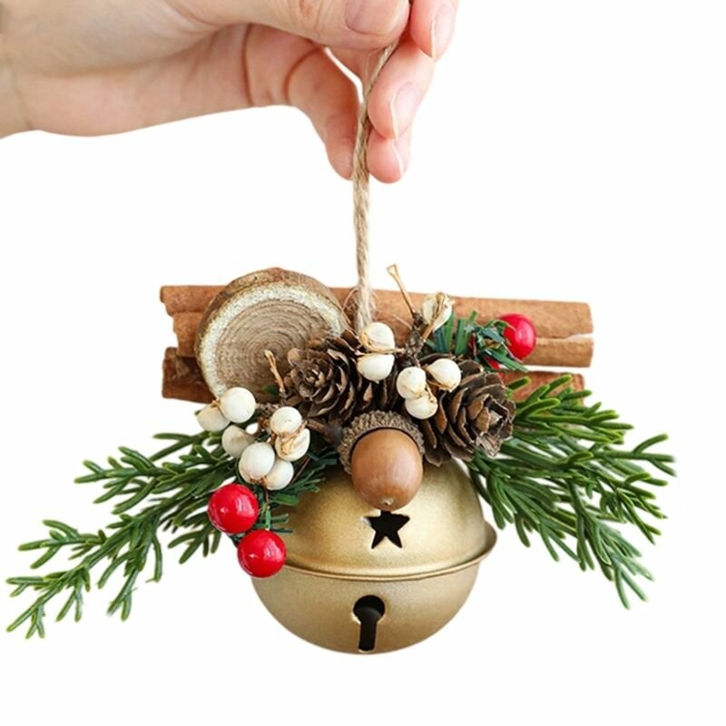 Рождественские колокольчики, оленьи рога, банты, сосновые шишки, колокольчики-колокольчики из сосновой ветки с золотой корицей