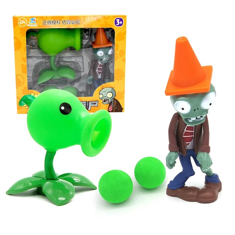 Фигурки Plants VS ZOMBIES: Печенег, Зомби, 2 мяча, Зеленый