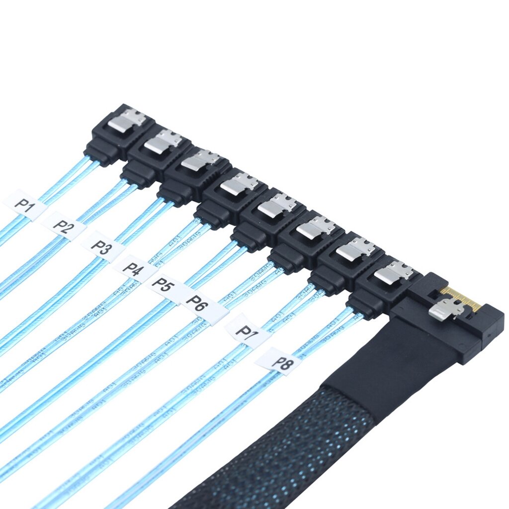 90-градусный кабель-разветвитель PCIe SFF 8611 от 8i до 8X 7P от мужчины к мужчине Быстрая скорость для жесткого диска eGPU 50/80/100 см