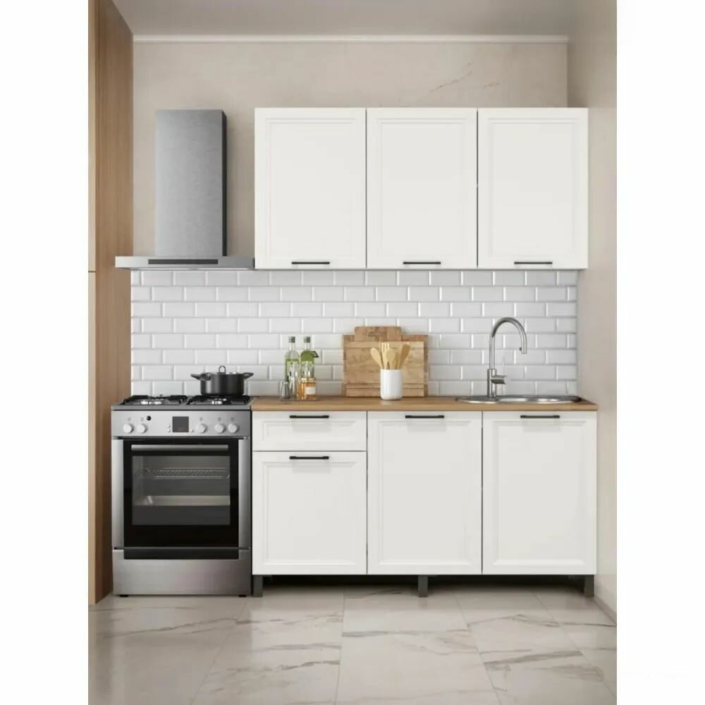 Кухня мркг 15/Римини 1500 (Комплект) Белый/столешница Дуб вотан