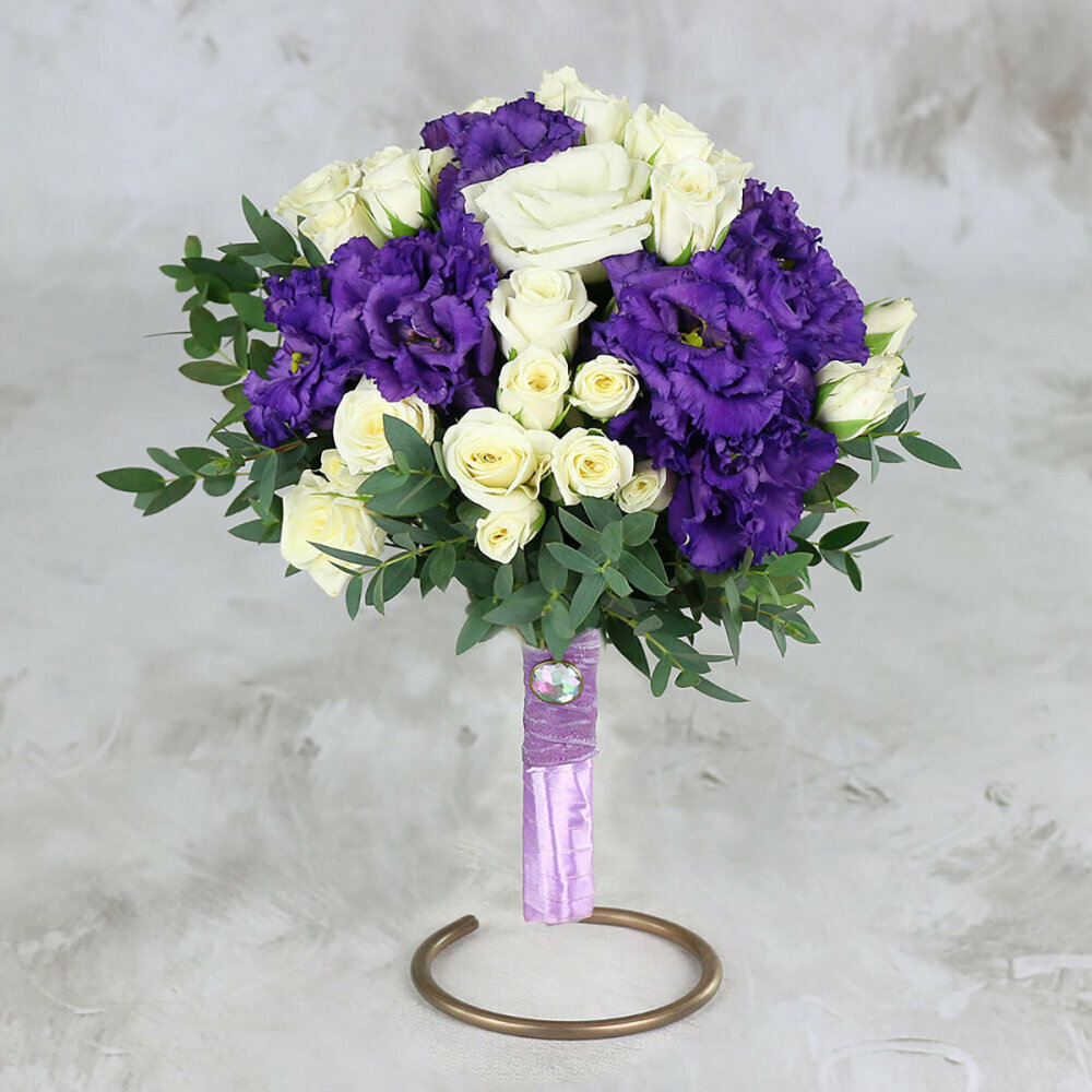 Букет невесты Букет Маркет Жезл, роза, лизиантус и эустома на стеблях