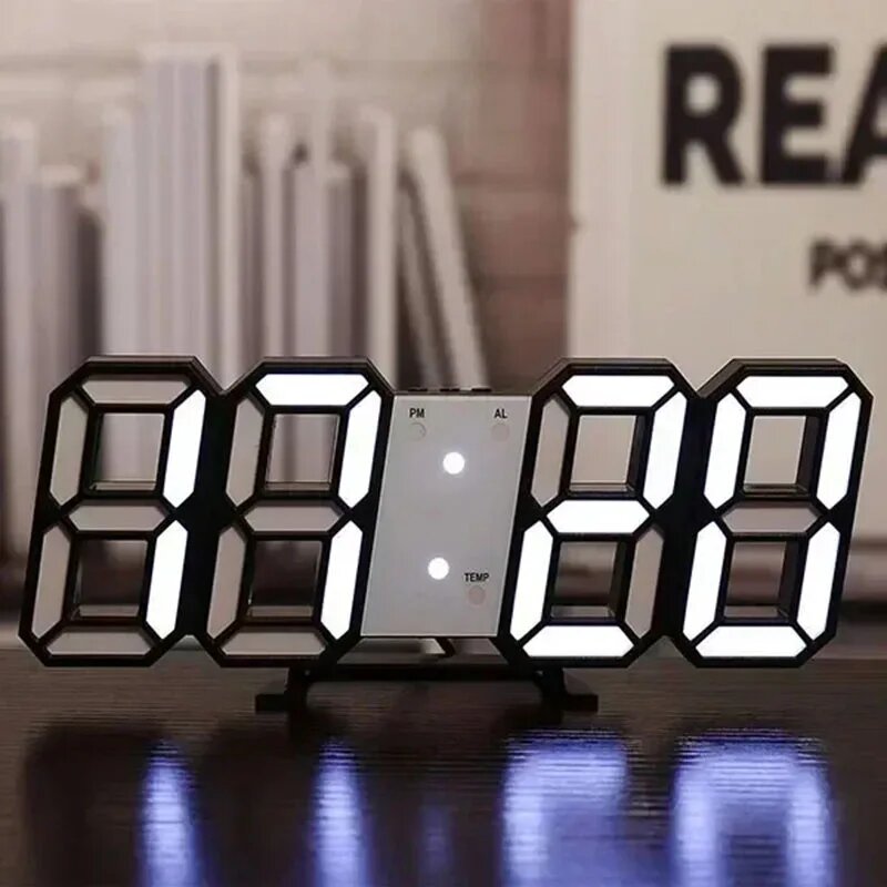 3D Цифровые Настенные Часы, Светодиодные Светящиеся В Темноте Ночники, Регулируемые Электронные Часы, Современный Стиль
