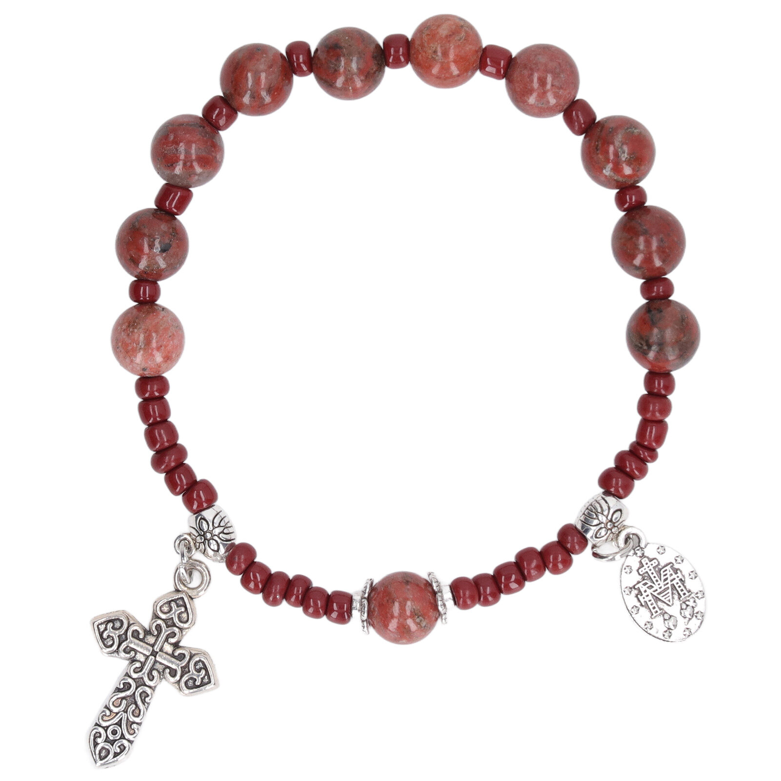 Металлический браслет-крест 10 мм с драгоценными камнями, эластичный ретро-стиль, браслет с бусинами на удачу для дня рождения, годовщины