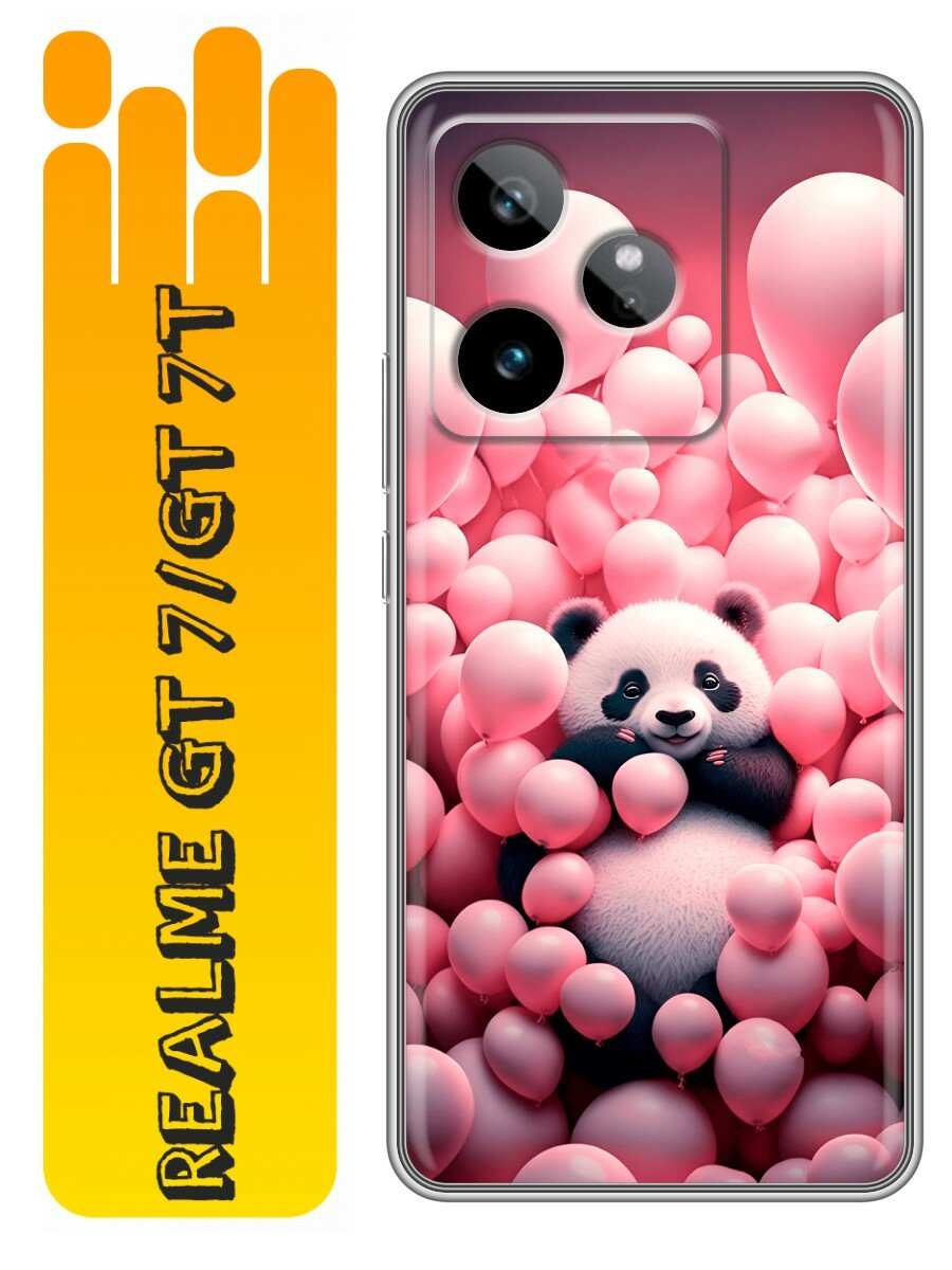 Чехол для Realme GT7, Realme GT 7T с принтом Панда для девочек (Реалми ГТ7, Реалми ГТ 7T)