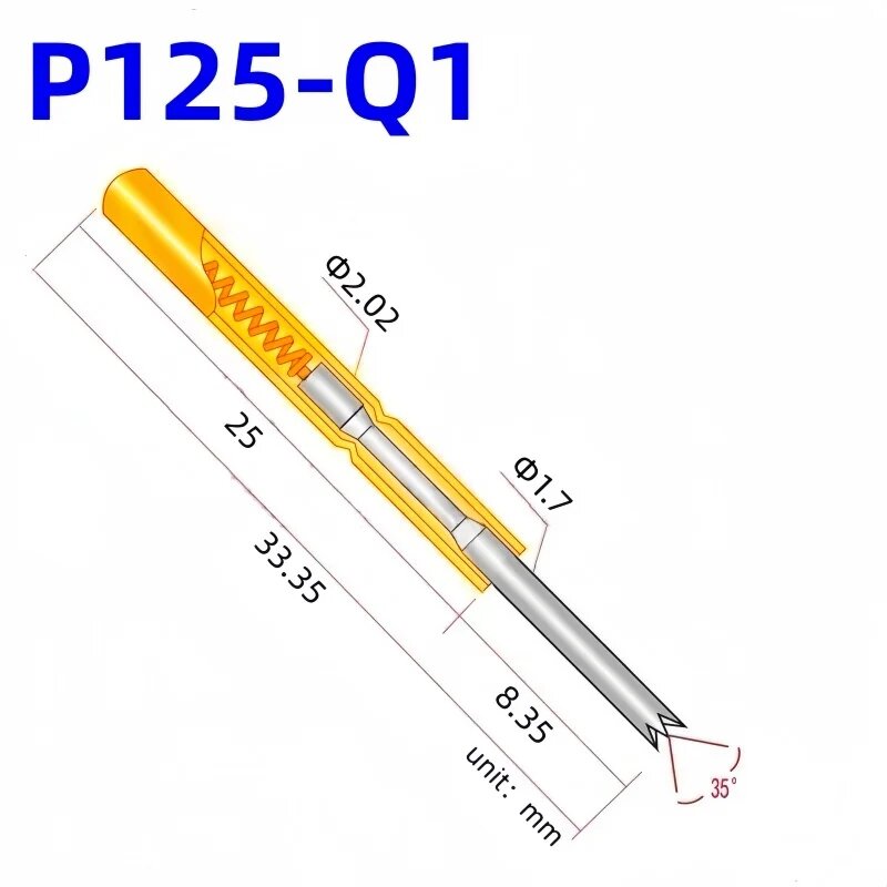 Латунный щуп P125-Q1, диаметр 2.02 мм, длина 33.35 мм, 20 шт.