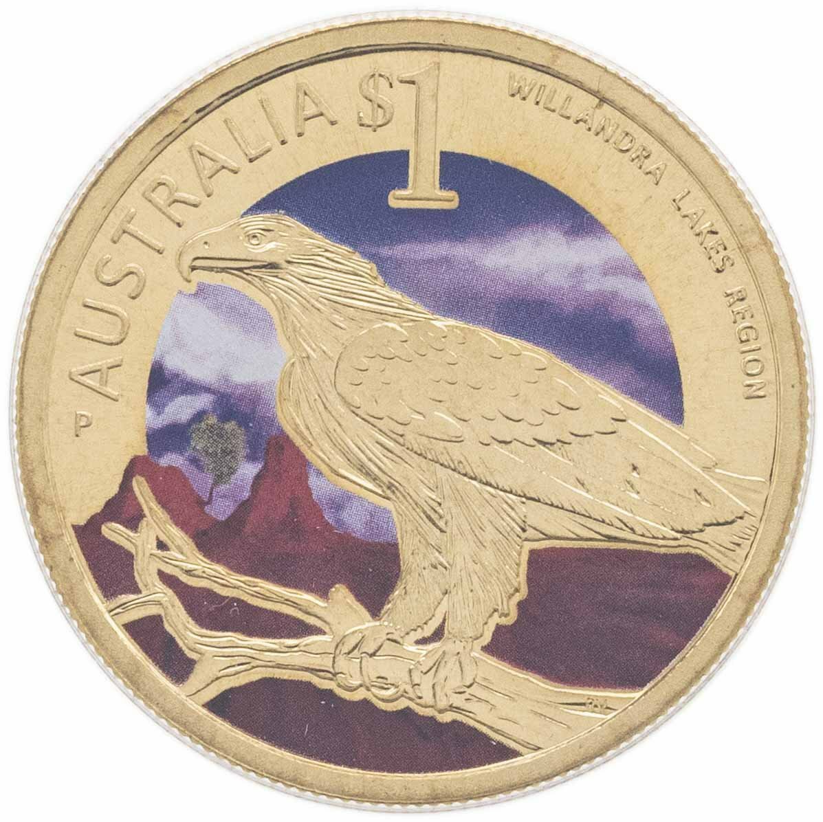 Австралия 1 доллар 2012 "Национальный парк Озерный район Уилландра Клинохвостый орёл", Бронза, в сохранности UNC