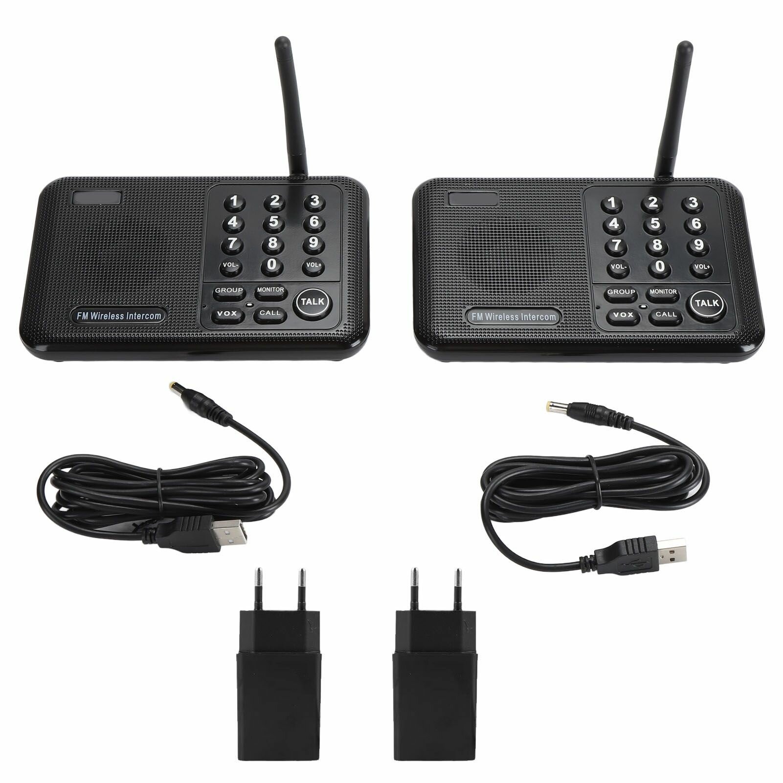 Беспроводной домофон, 1км, 10 каналов, черный (EU 100-240В)