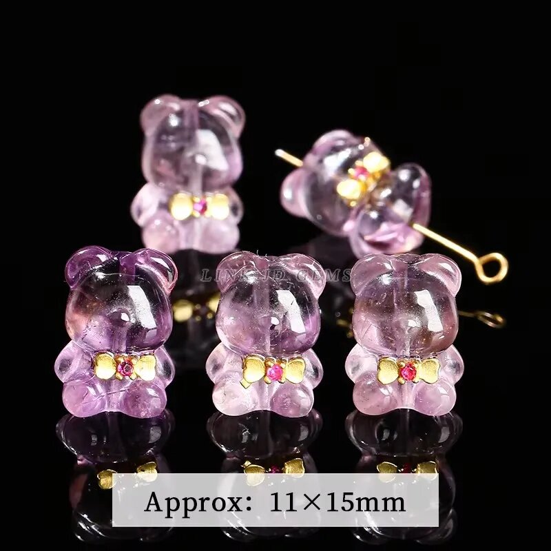 Кулон из аметиста в форме розы, медная пряжка Фиолетовый, Amethyst Bear