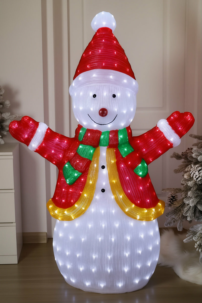 Декоративная светящаяся фигура снеговик-озорник, акрил, 400 белых LED-огней, 145 см, уличный, Winter Deco 4060456