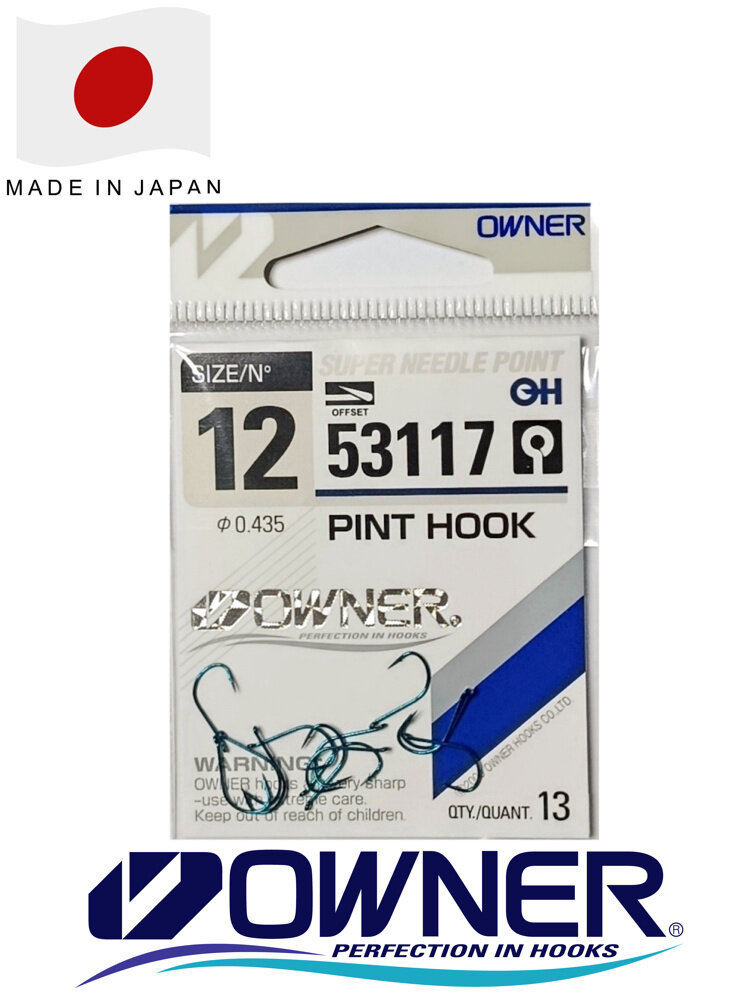 Крючки OWNER 53117 №12 PINT HOOK / Крючок, Овнер, одинарные для рыбалки